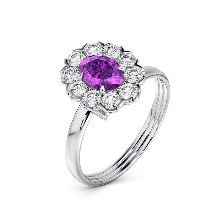 Cocktail Ring 7 Changeable Gemstones 14 Karat White Gold Oval Shape For ...