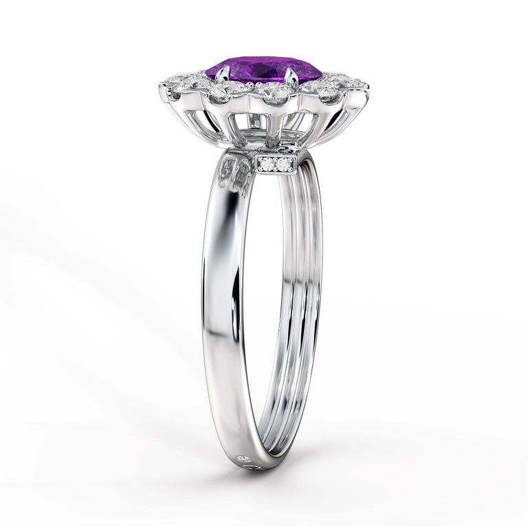 Cocktail Ring 7 Changeable Gemstones 14 Karat White Gold Oval Shape For ...