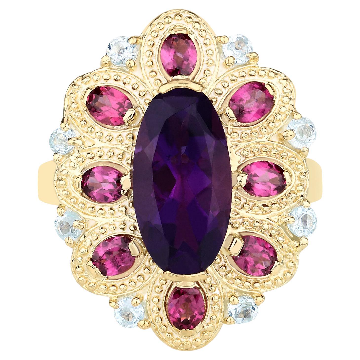Grand Sample Sale Ring Featuring Raspberry Rhodolite Chocolate Diamonds ...
