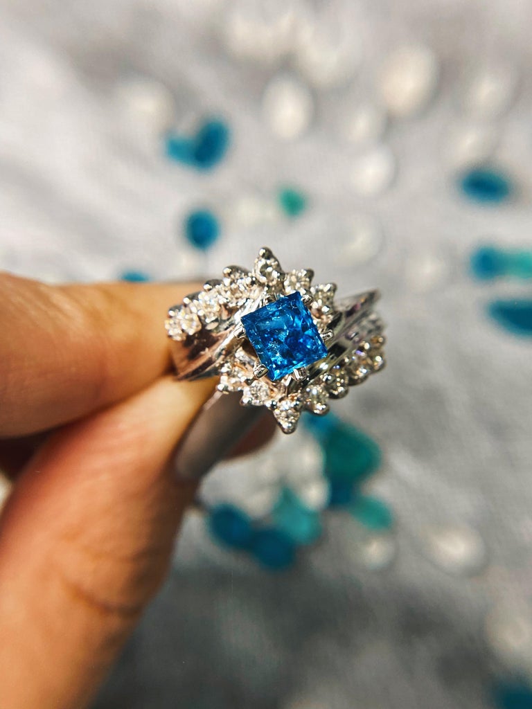 Customizable Cocktail Ring Crafted in 14k White Gold with Princess Cut ...