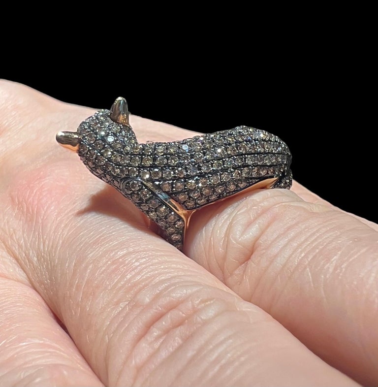Cocktail Ring in 18-Carat Gold Bestiary Coyotte Set with Diamonds and ...
