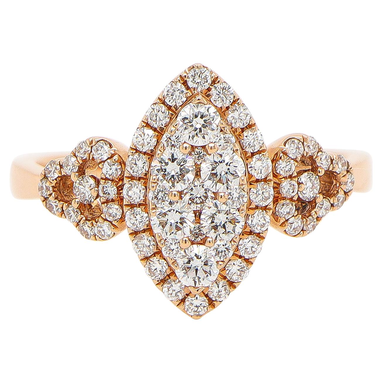 Set of Three Diamond Rose Gold Rings For Sale at 1stDibs