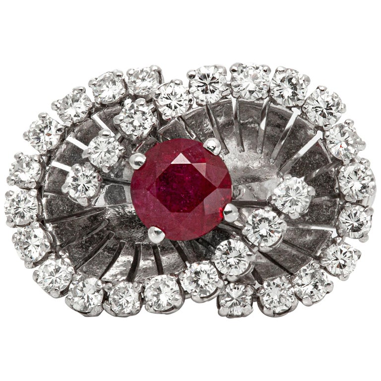 Cocktail Ring with Ruby and Diamonds For Sale at 1stDibs