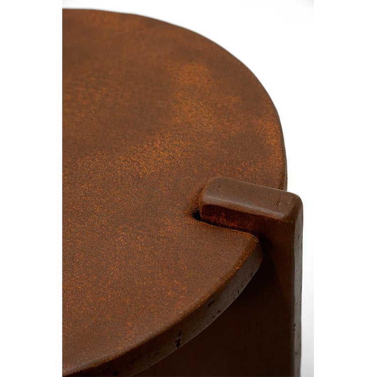 Cocktail Table Modern Hand-Shaped Round Handmade Blackened and Waxed ...