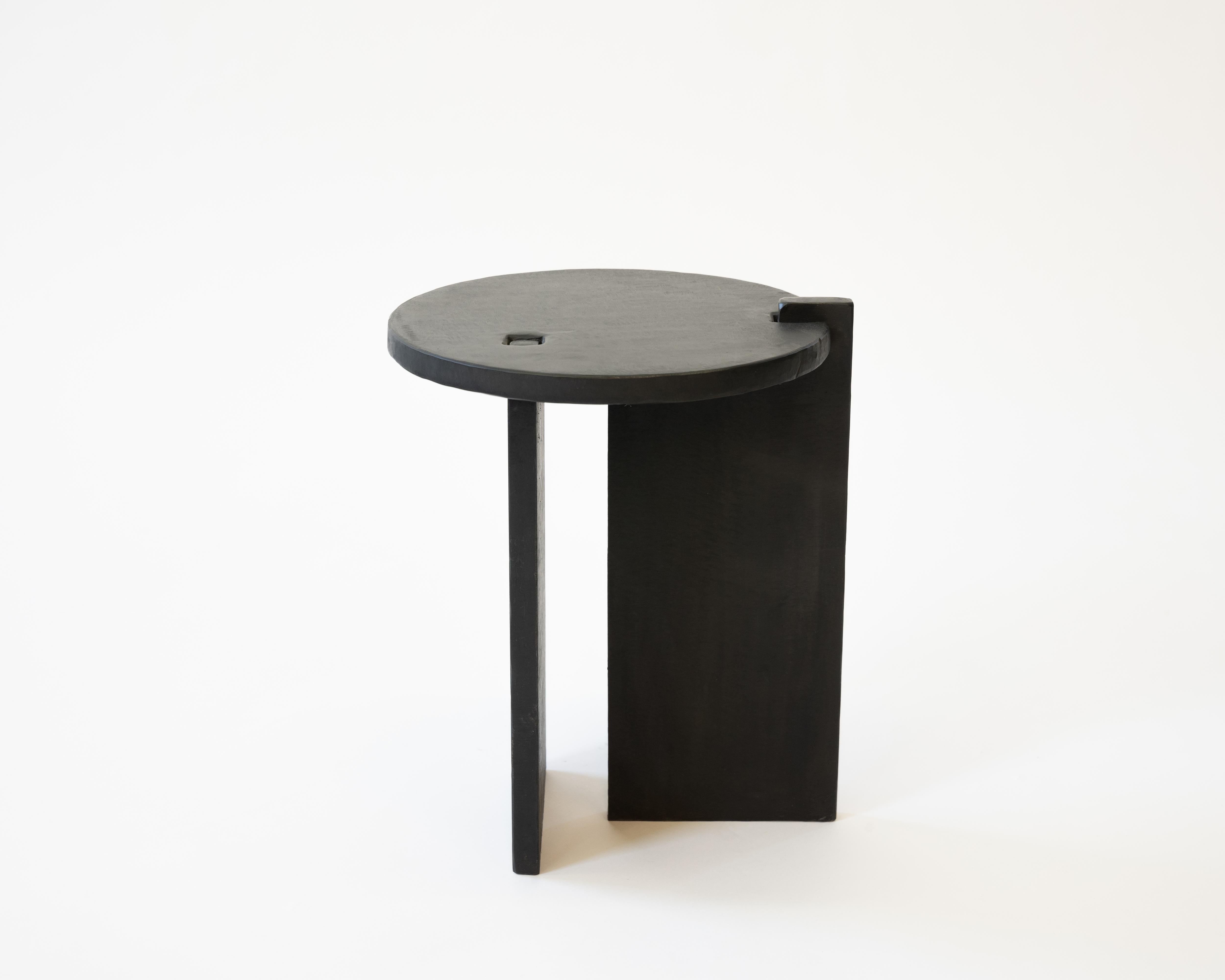 Cocktail Table Modern Hand-Shaped Round Handmade Blackened and Waxed ...