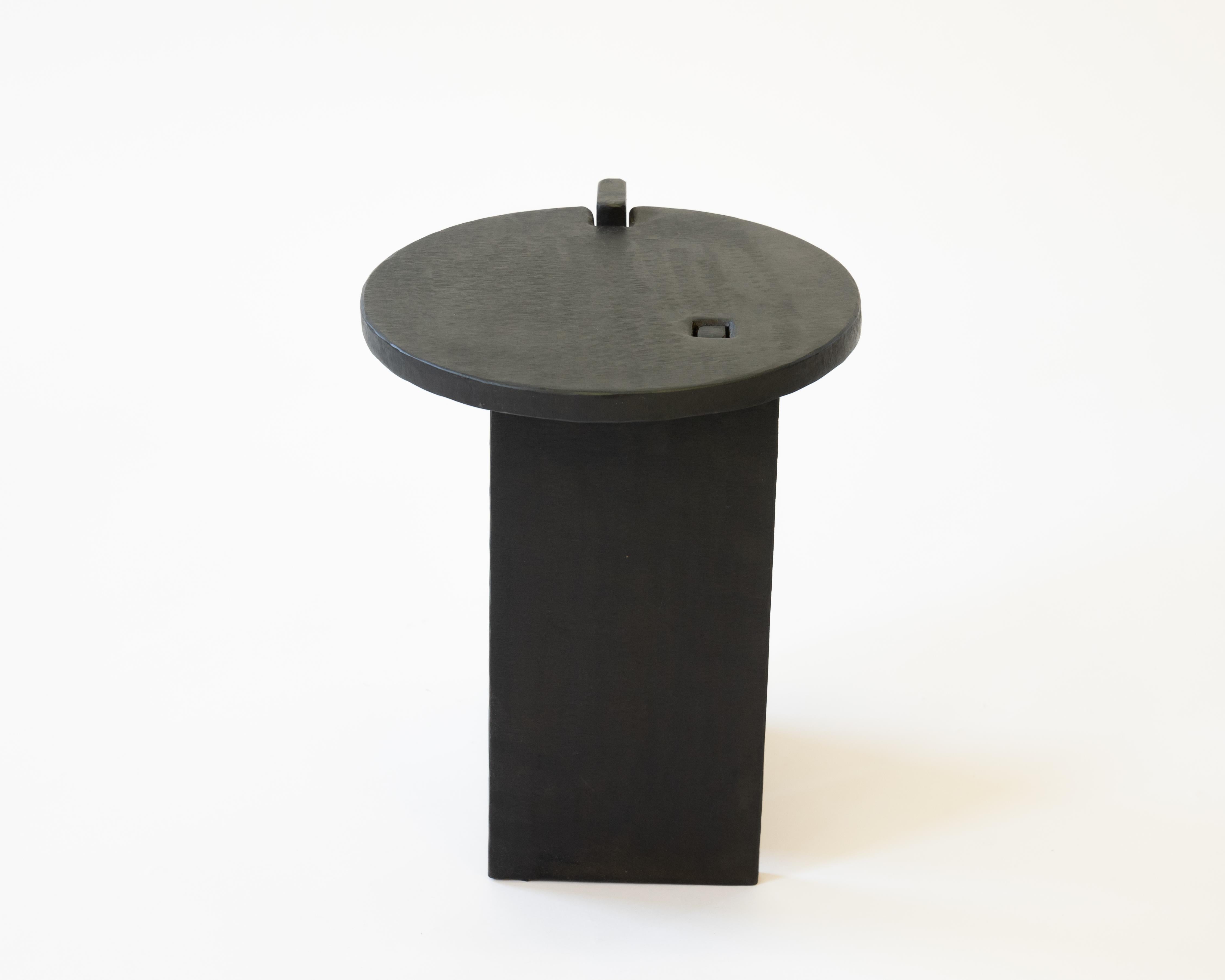 Cocktail Table Modern Hand-Shaped Round Handmade Blackened and Waxed ...