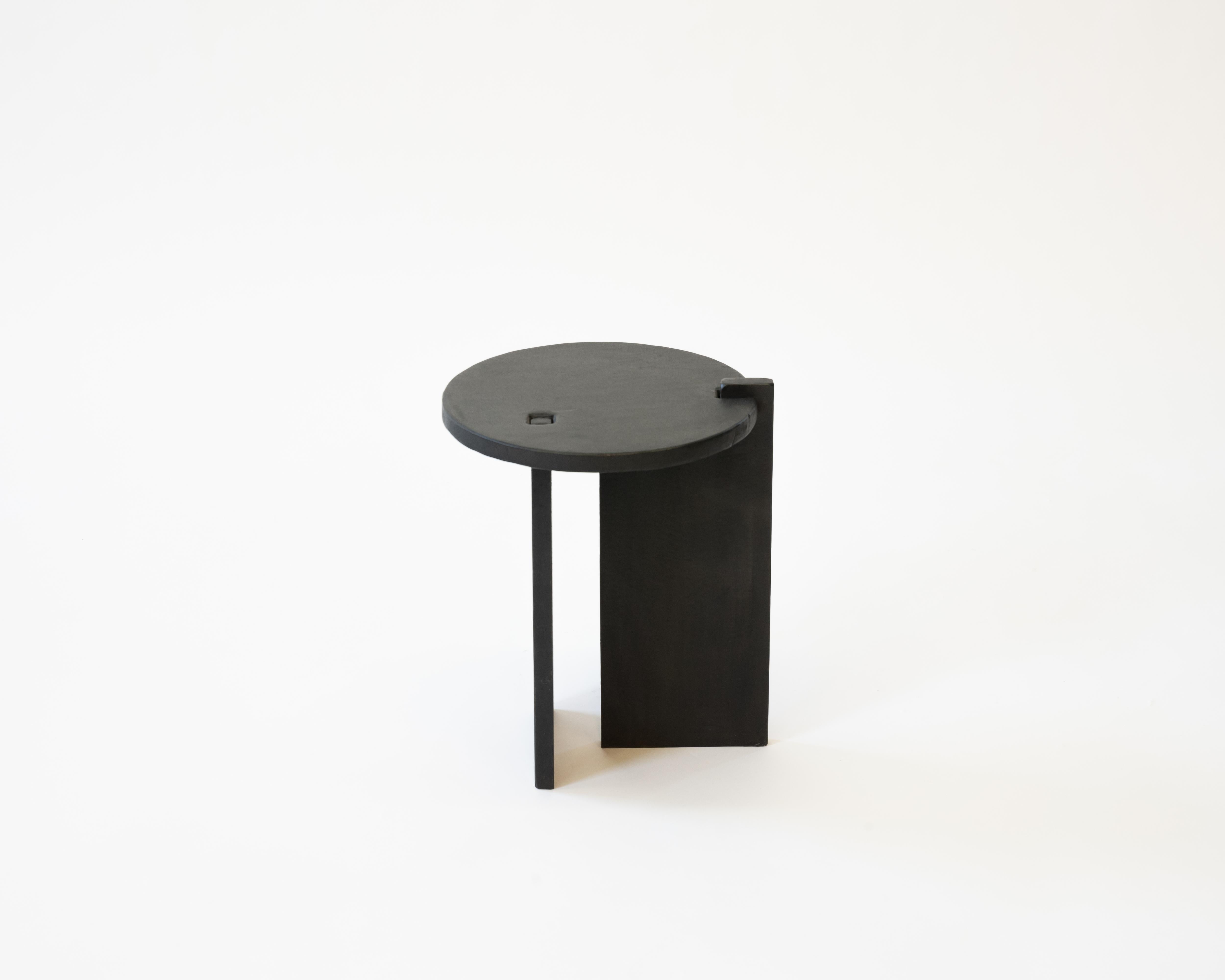 Cocktail Table Modern Hand-Shaped Round Handmade Blackened and Waxed ...