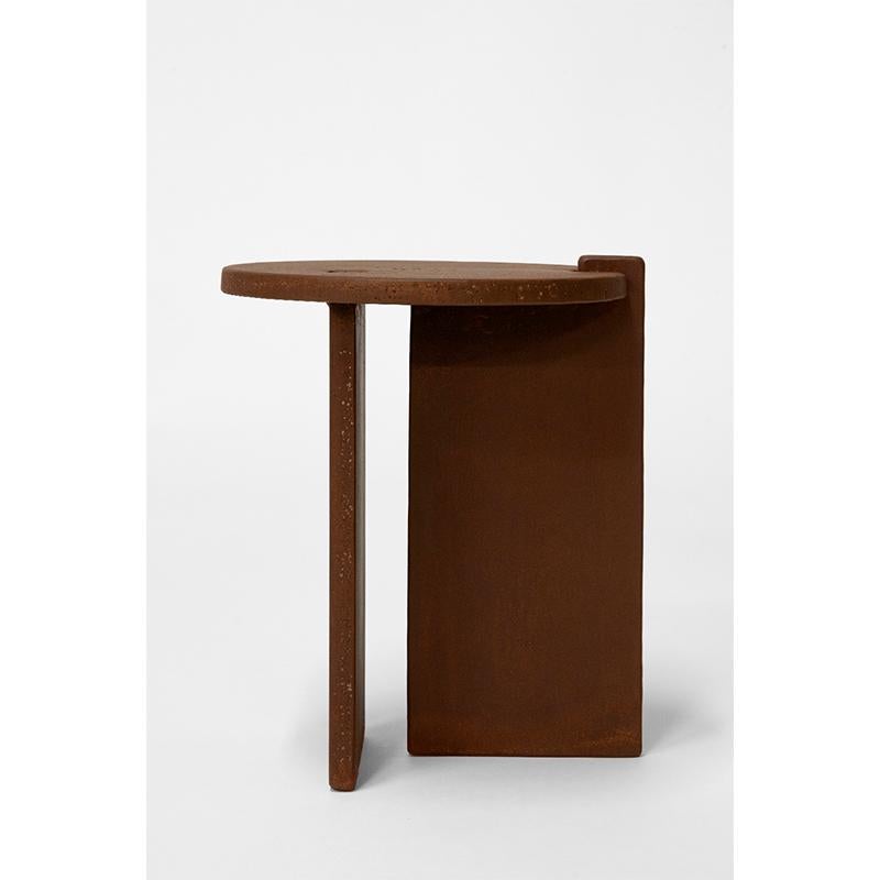 Cocktail Table Modern Hand-Shaped Round Handmade Blackened and Waxed ...