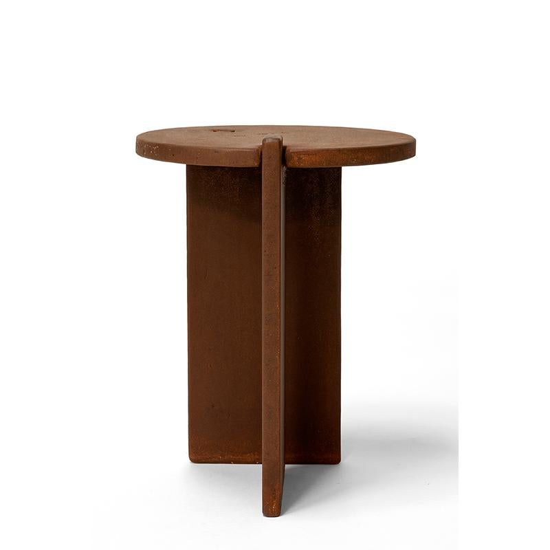 Cocktail Table Modern Hand-Shaped Round Handmade Blackened and Waxed ...