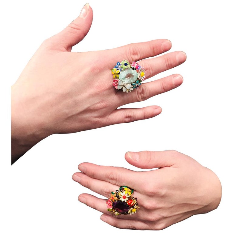 Dior Ring, Diorette Collection with aquamarine and enamel. at 1stDibs