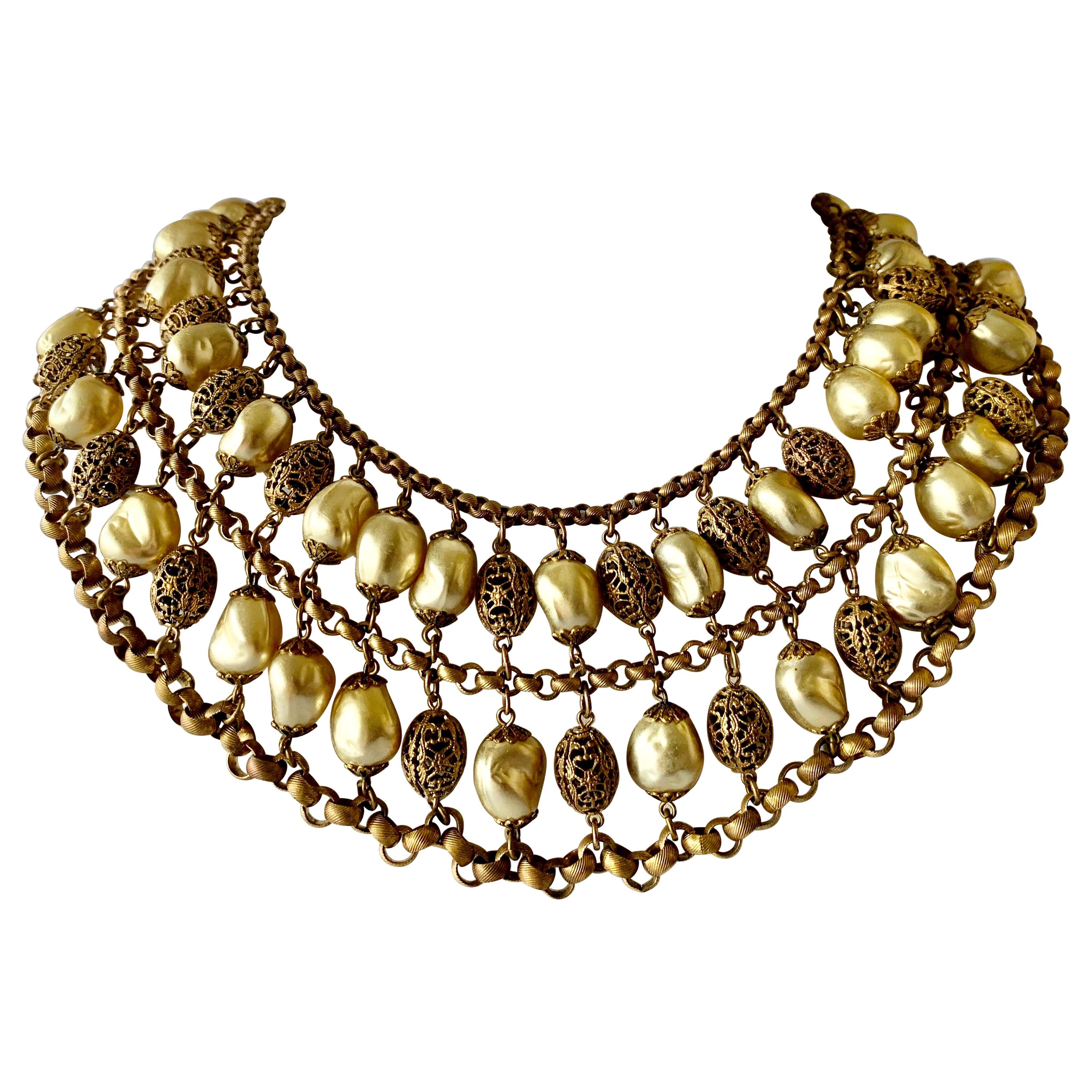 Coco Chanel Baroque Gilt Pearl Collar Circa 1930 For Sale at 1stDibs ...