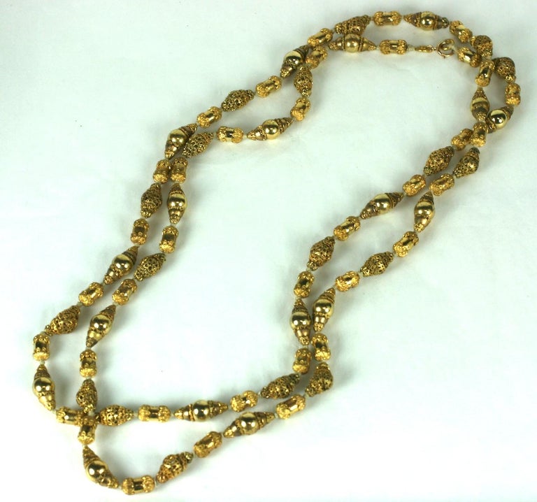 Coco Chanel Gilt Filigree Bead Long Necklace, Goossens For Sale at 1stDibs