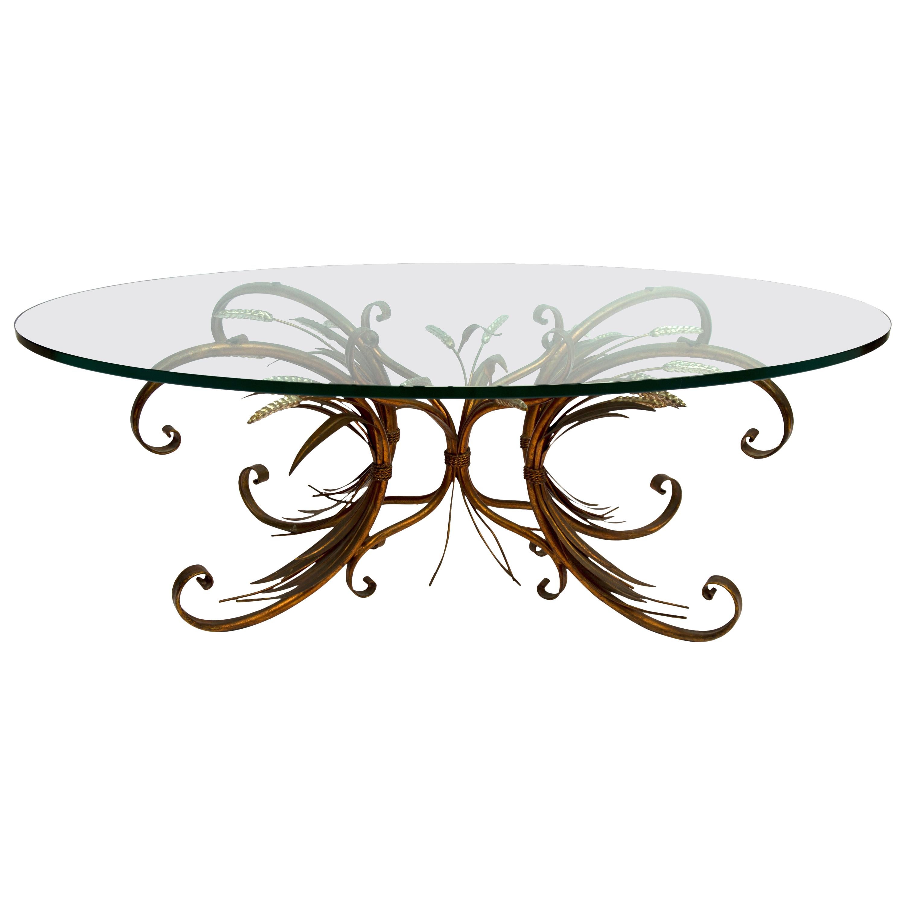 Coco Chanel Mid-Century French Coffee Table Sheaf of Wheat with Rare ...