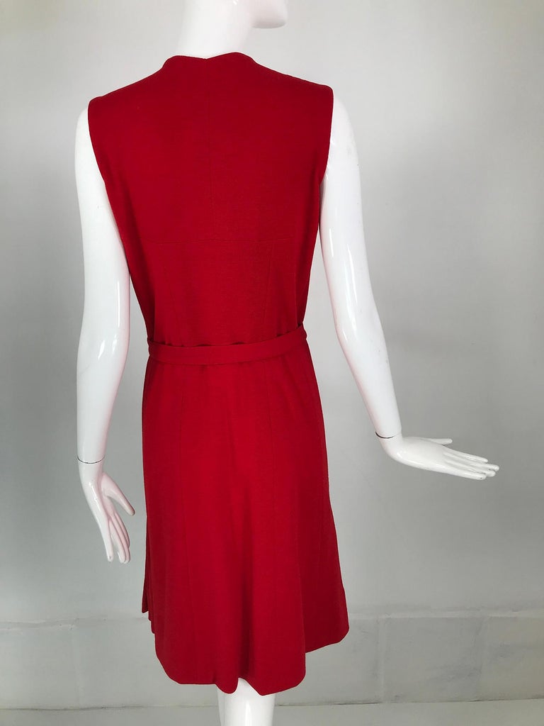 Coco Chanel Red Haute Couture 1950s 2 pc Wool Jersey Jewel Button Dress ...