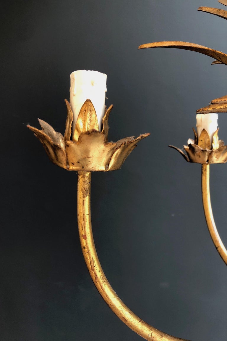 Coco Channel Wheat Gilt Metal Chandelier For Sale at 1stDibs