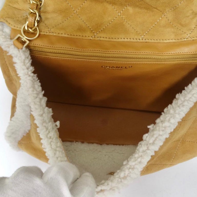 Coco Neige Flap Bag Quilted Suede with Shearling Large For Sale at 1stDibs