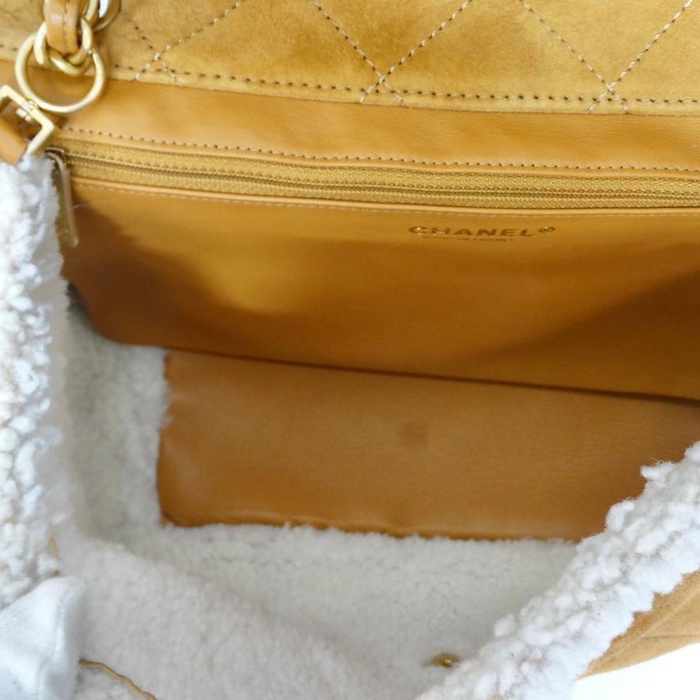 Coco Neige Flap Bag Quilted Suede with Shearling Large For Sale at 1stDibs