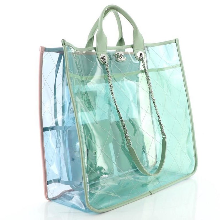 Coco Splash Shopping Tote Quilted PVC With Lambskin Large at 1stDibs