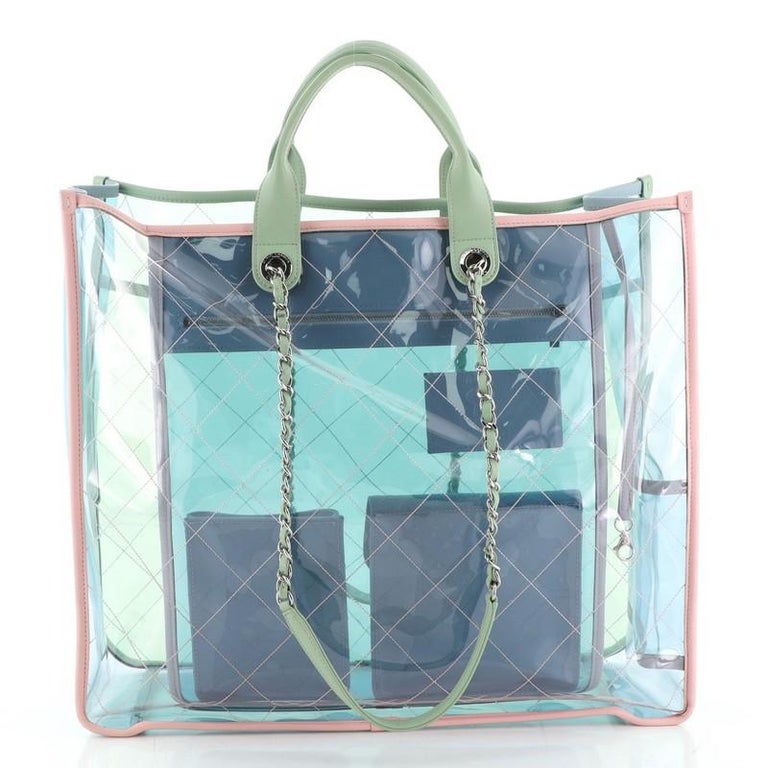Coco Splash Shopping Tote Quilted PVC With Lambskin Large at 1stDibs