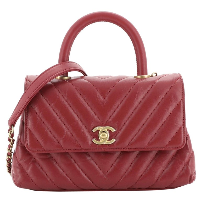 Coco Top Handle Bag Chevron Calfskin Mini at 1stDibs