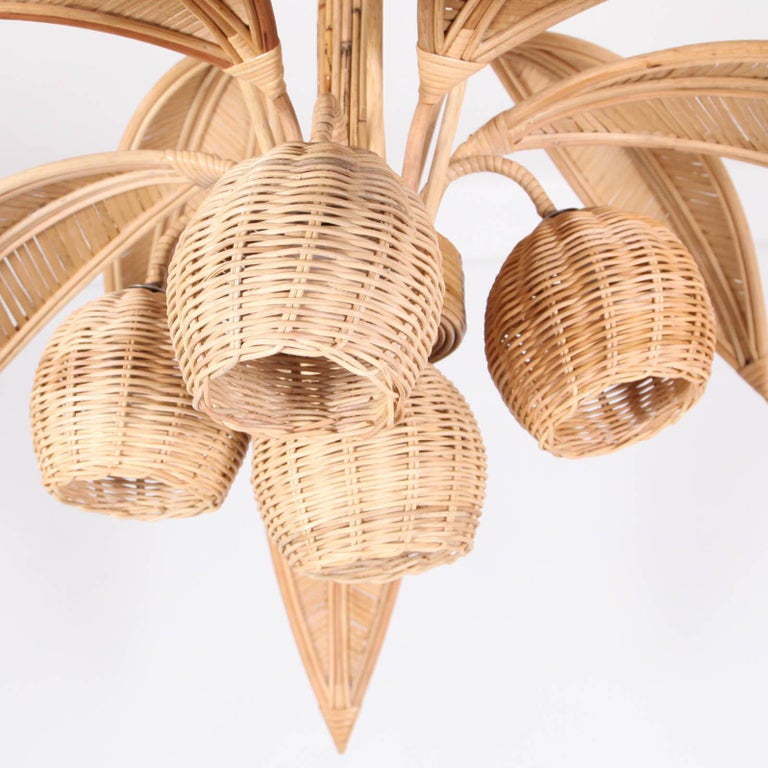 Coconut Tree/ Palm Tree Rattan Pendant For Sale at 1stDibs