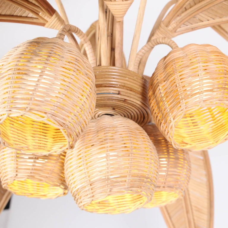 Coconut Tree/ Palm Tree Rattan Pendant For Sale at 1stDibs
