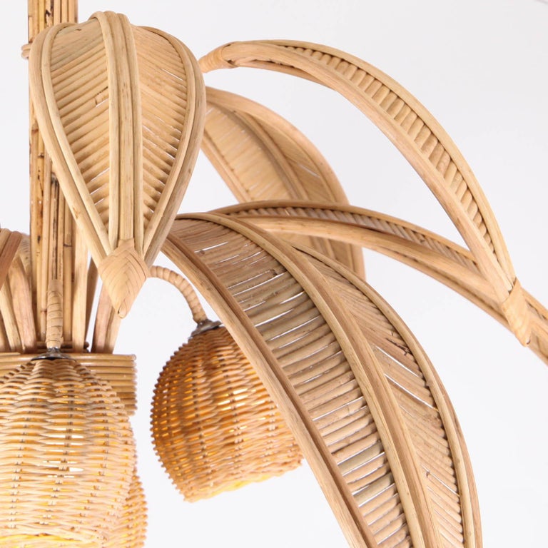 Coconut Tree/ Palm Tree Rattan Pendant For Sale at 1stDibs