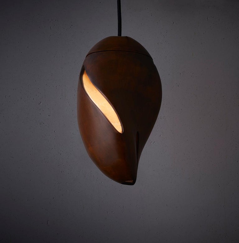 Cocoon Pendant, 3D Printed Sawdust Feature Light For Sale at 1stDibs