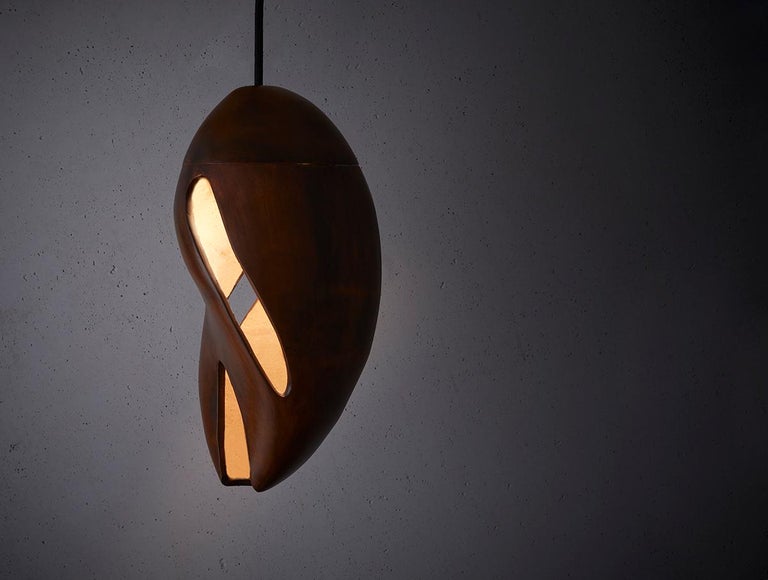Cocoon Pendant, 3D Printed Sawdust Feature Light For Sale at 1stDibs