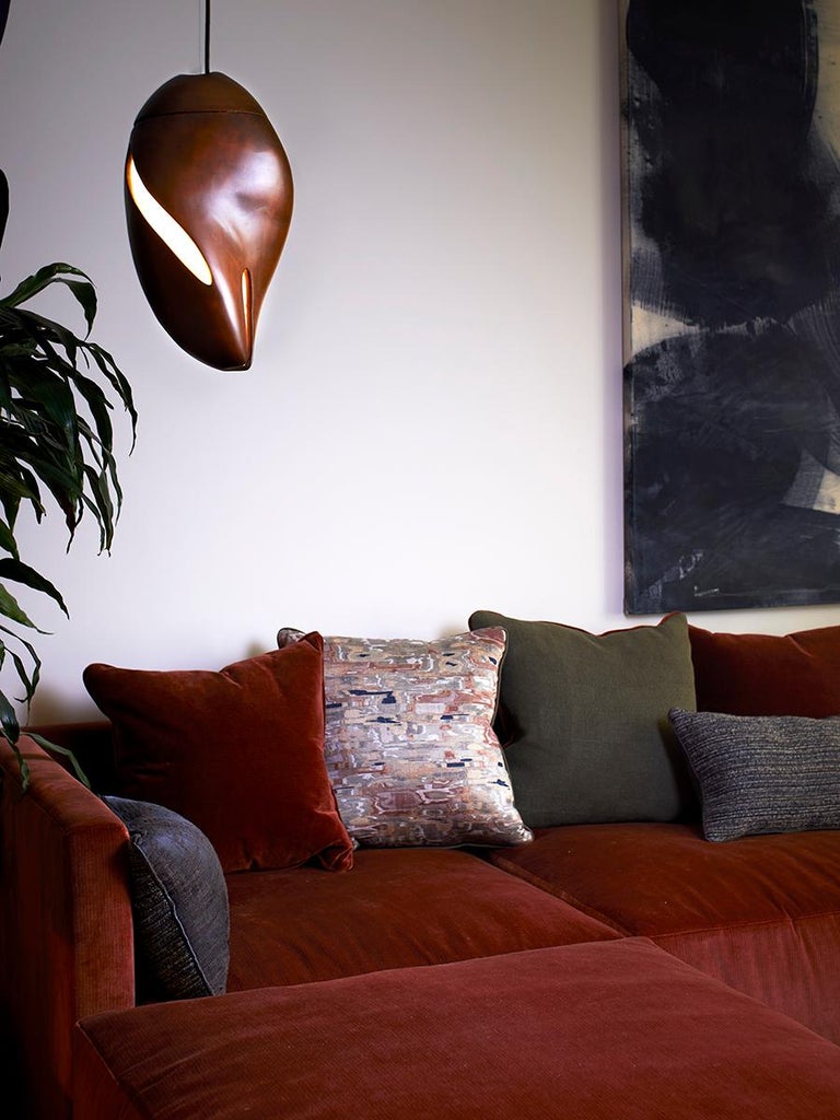 Cocoon Pendant, 3D Printed Sawdust Feature Light For Sale at 1stDibs