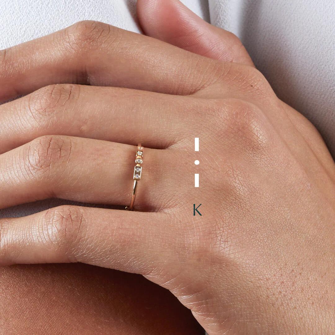 Customizable codebyEdge Morse code Letter K Ring (Mayfair) - 18ct Gold With Natural Diamonds For ...