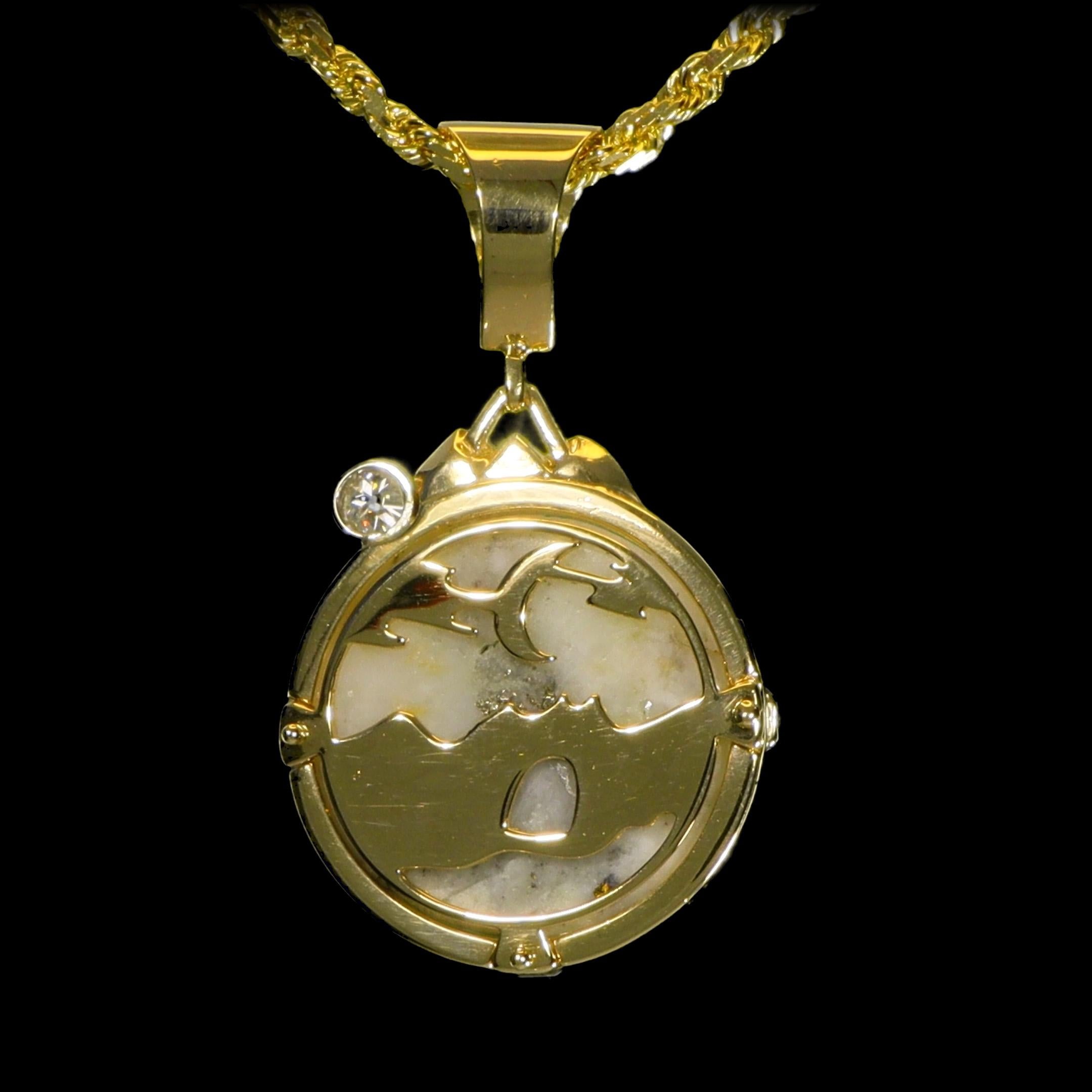 Cody Stone (21.44 Ct) Natural Gold in Quartz High Jewelry Necklace For ...
