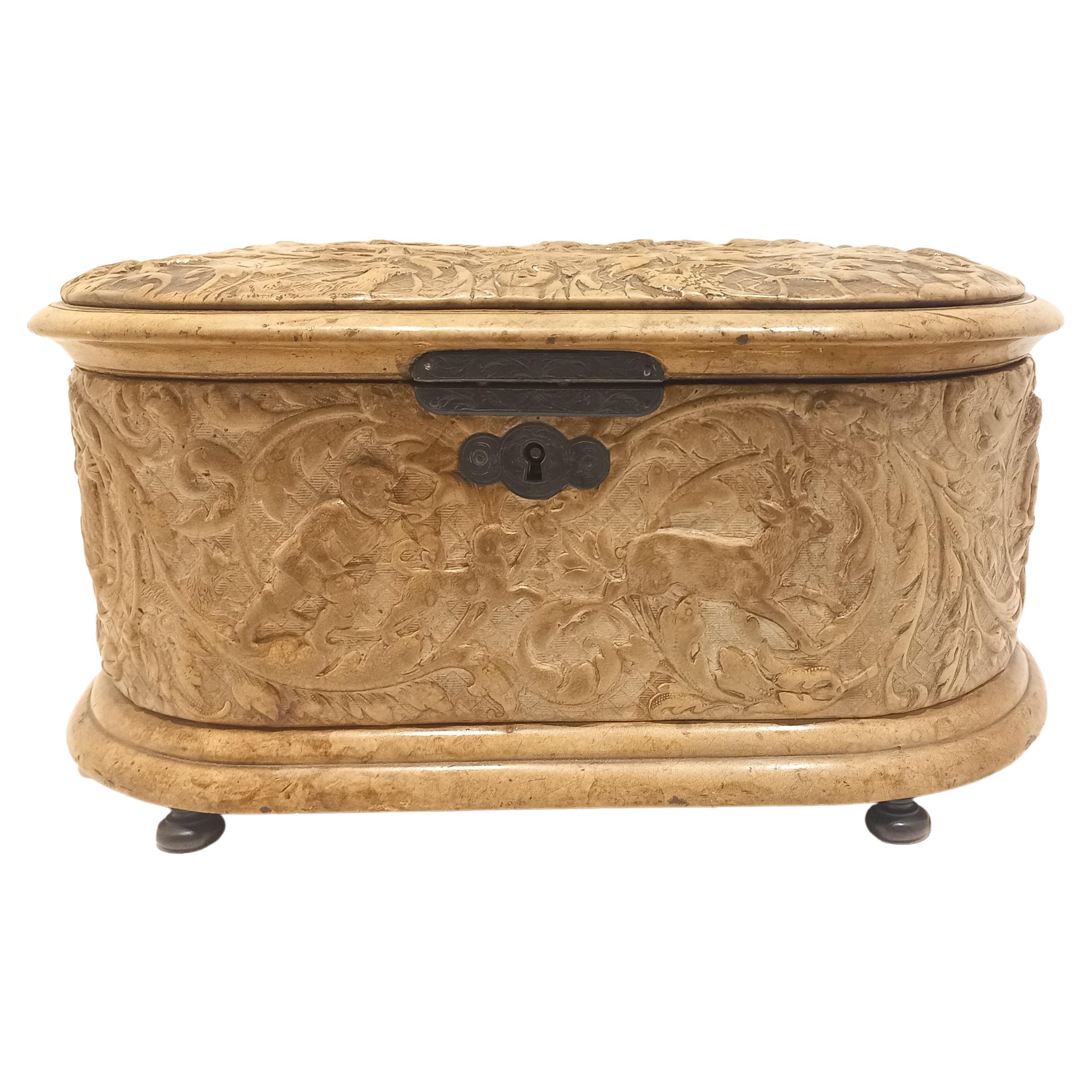 Light-Brown Leather-Covered Box For Sale at 1stDibs