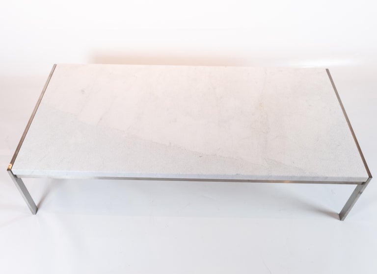 Coffe Table, Model PK63A, in Stainless Steel and Marble by Poul ...