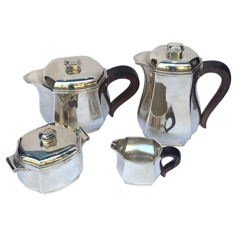 Coffee and Tea Set 4 Pieces Solid Silver by Tétard Frères circa 1940 ...