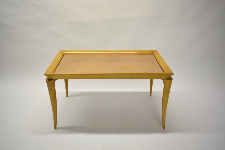 Coffee or Cocktail Table with Peach Colored Mirrored Glass, France ...