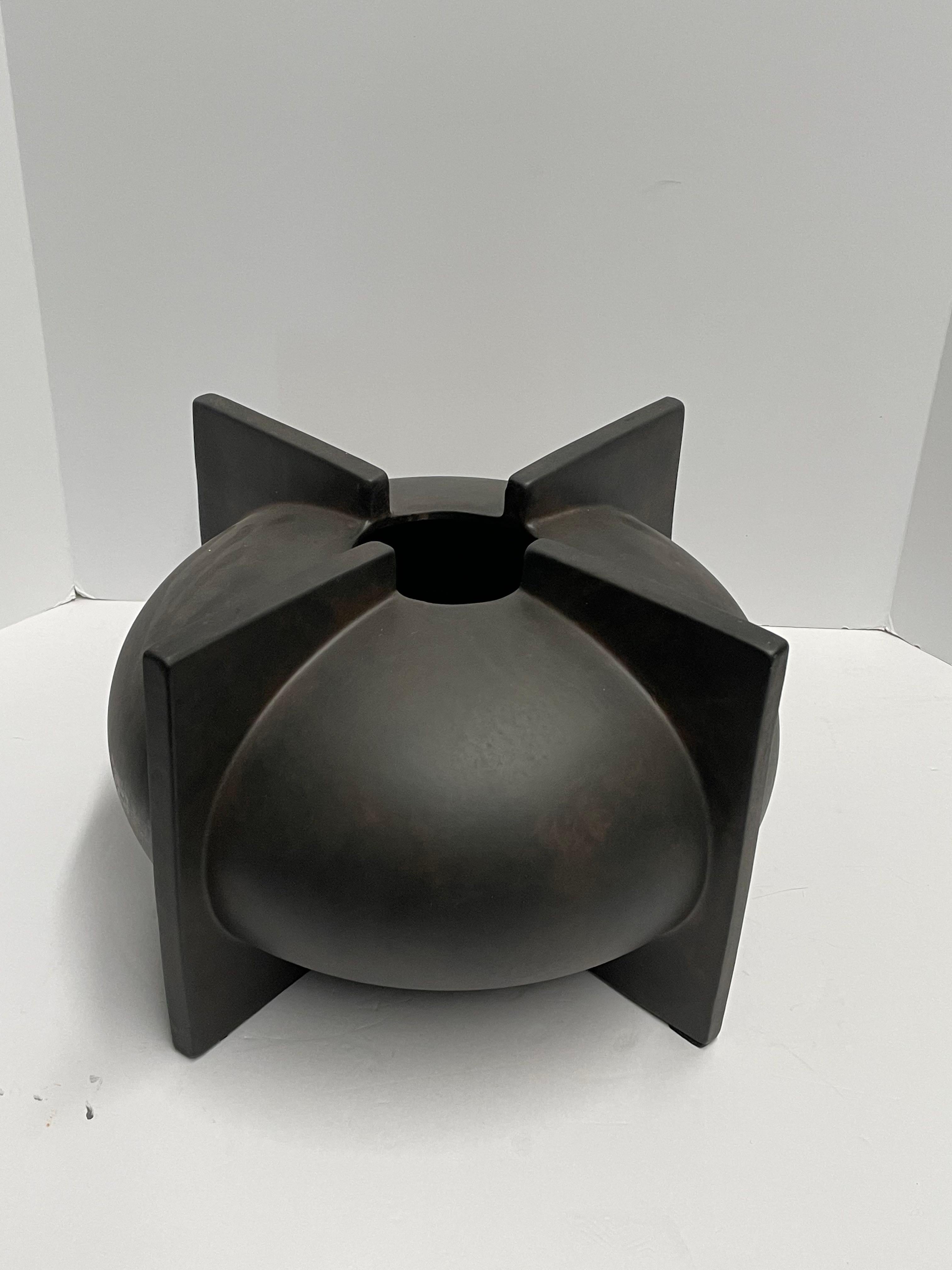 Coffee Color Four Handled Vase, China, Contemporary at 1stDibs