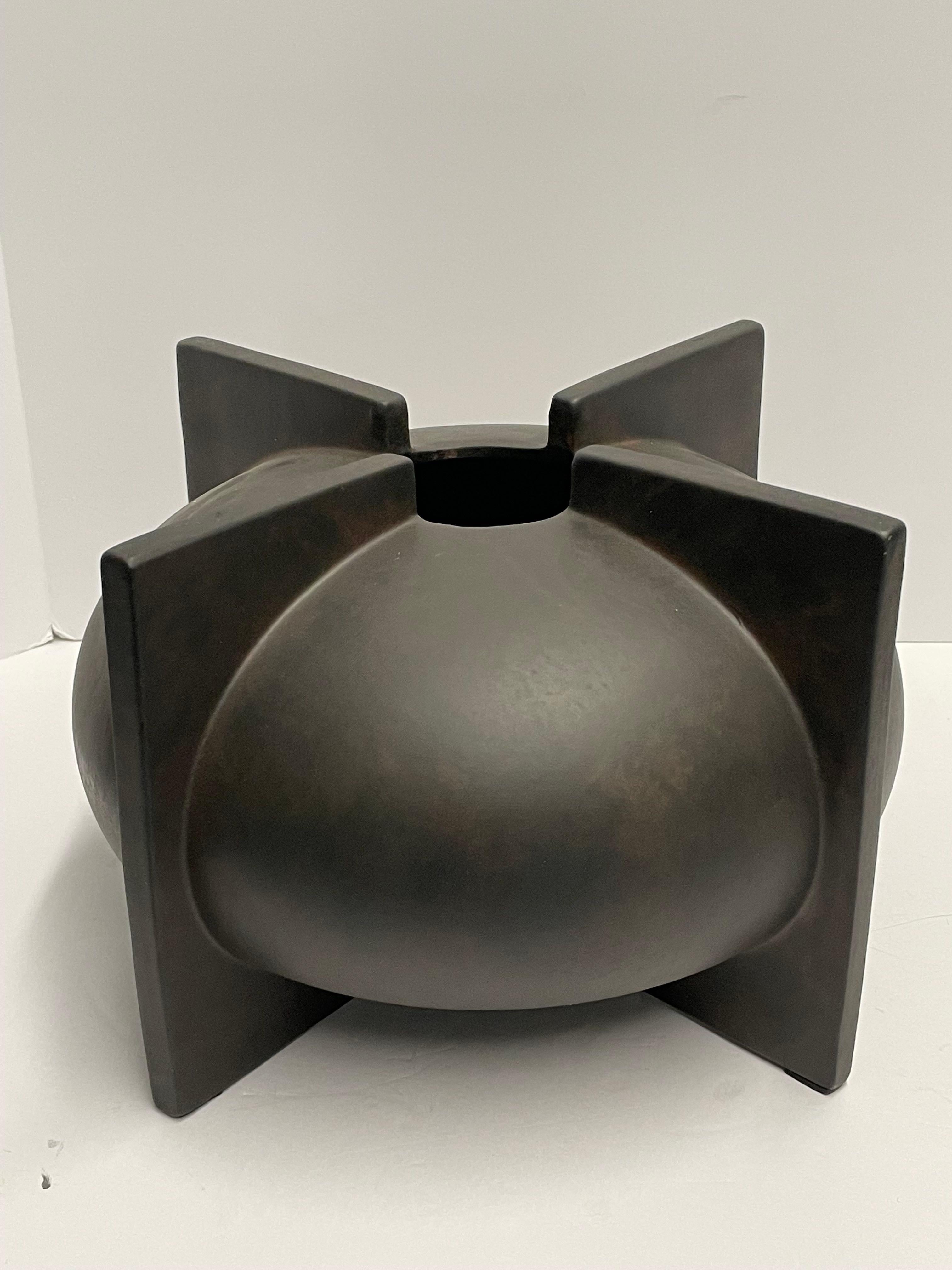 Coffee Color Four Handled Vase, China, Contemporary at 1stDibs