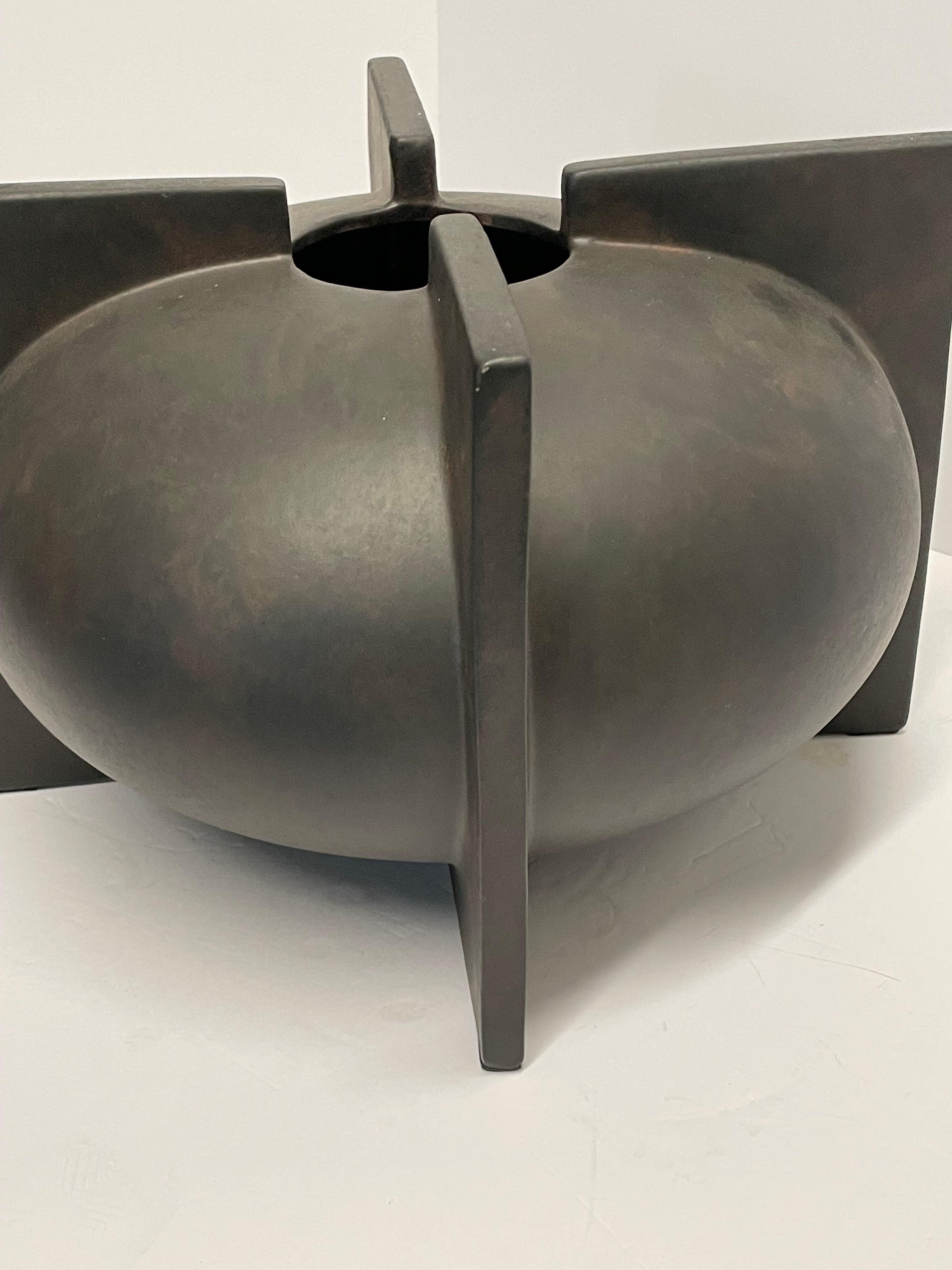 Coffee Color Four Handled Vase, China, Contemporary at 1stDibs