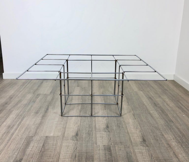 Coffee Side Table Cage Effect in Metal and Smoked Glass, Verner Panton ...