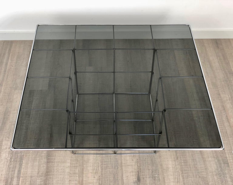 Coffee Side Table Cage Effect in Metal and Smoked Glass, Verner Panton ...