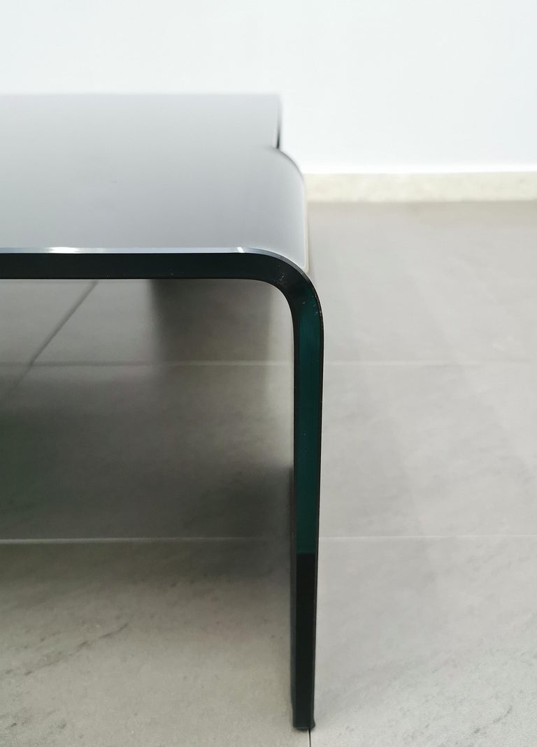 Coffee Sofa Table Glass Dark Fiam Mid-Century Modern Italian Design ...