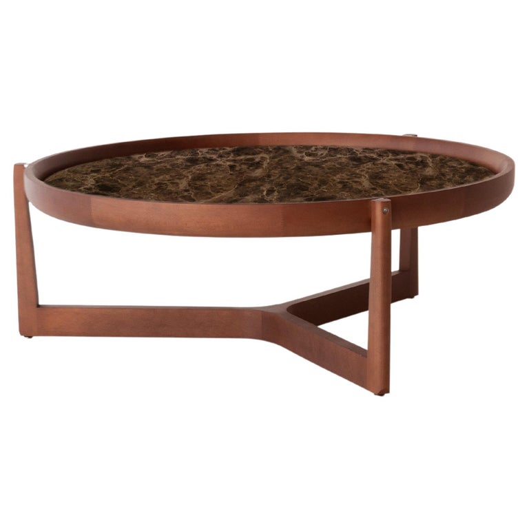 Coffee Table Matt Dark Oak with Marble or Glass Top Ø 44, 9 in. Large ...