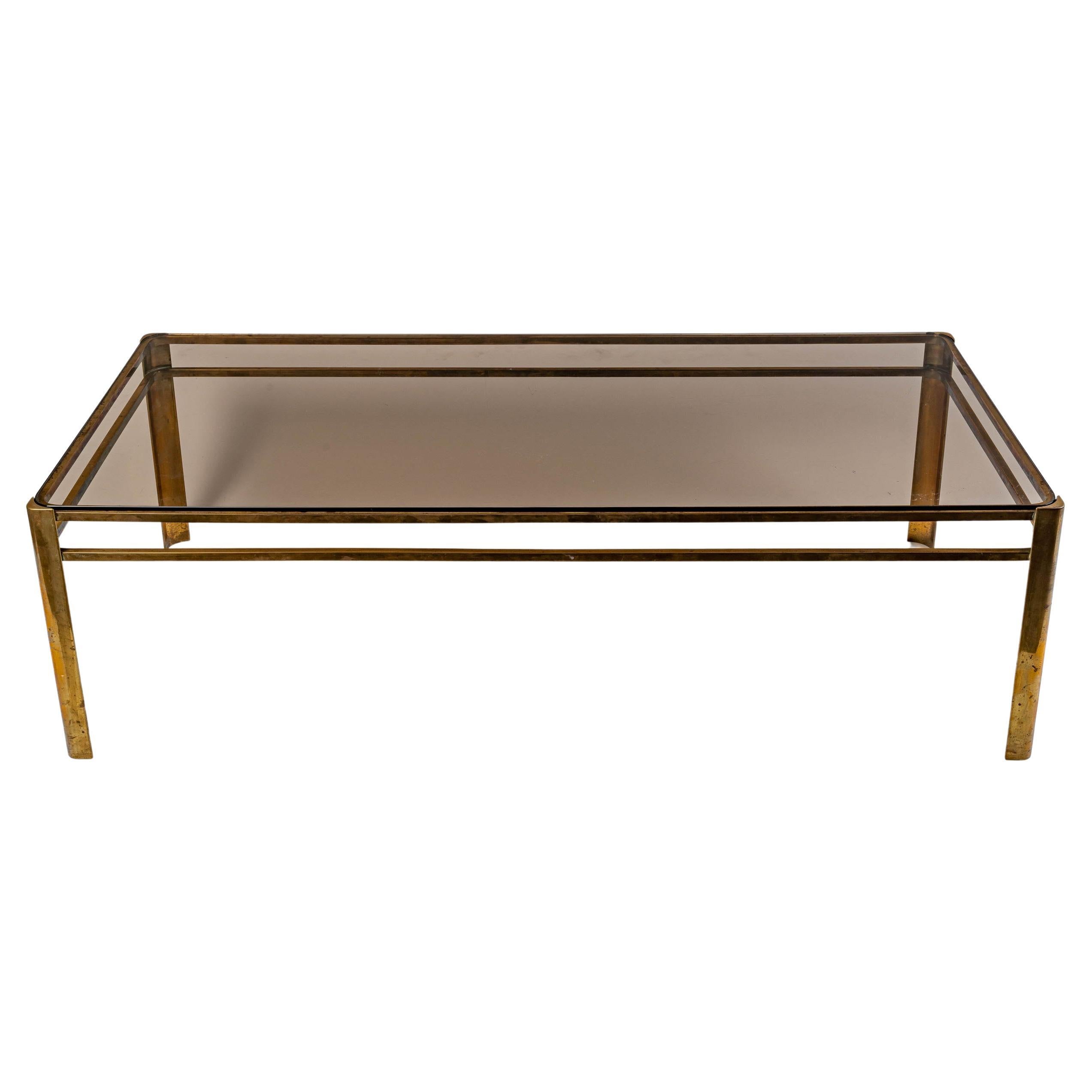 French Brass and Glass Coffee Table by Jacques Quinet at 1stDibs