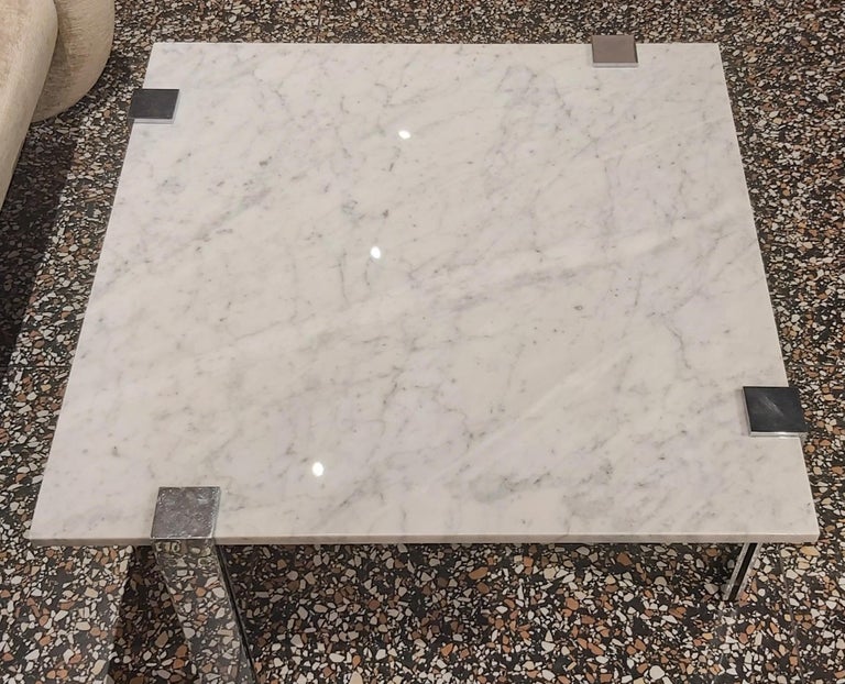 Coffee Table by Reto Frigg with Top Plate in Carrara Marble, Circa 1980 For Sale at 1stDibs