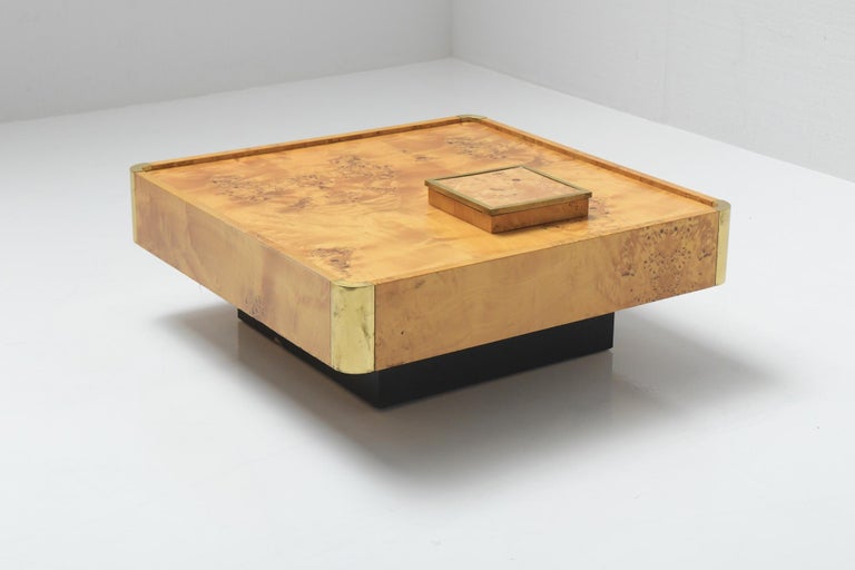 Coffee table and cigar box in burlwood and golden messing box - Willy ...