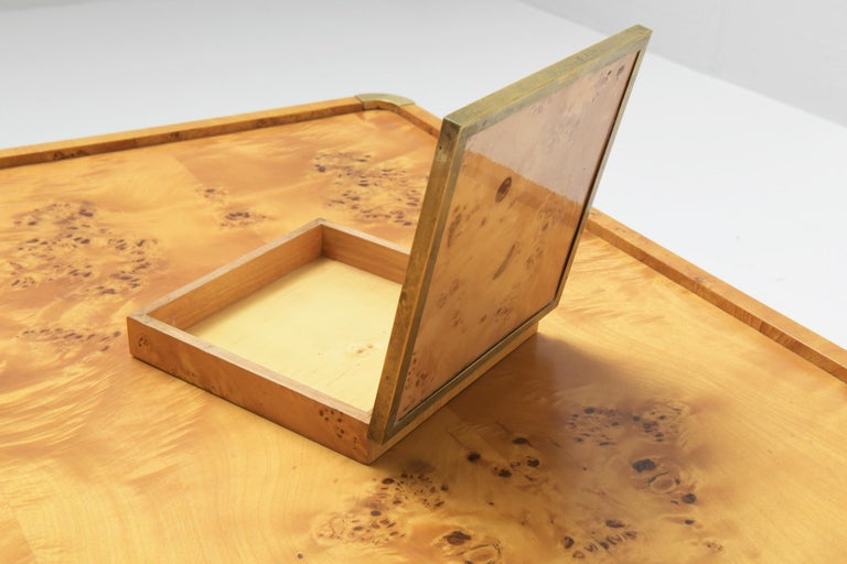 Coffee table and cigar box in burlwood and golden messing box - Willy ...