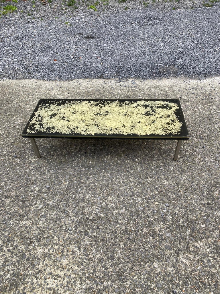 Coffee Table Fractal Stone Steel Inclusion, circa 1960 For Sale at 1stDibs