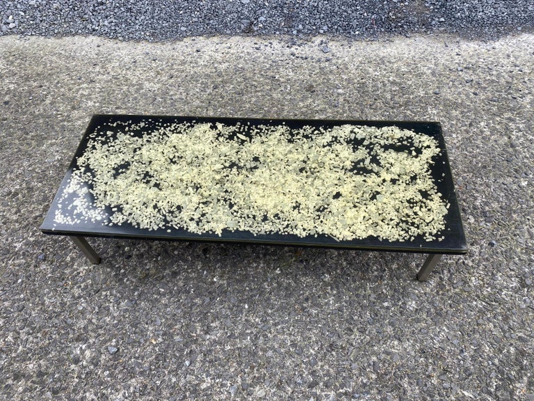 Coffee Table Fractal Stone Steel Inclusion, circa 1960 For Sale at 1stDibs