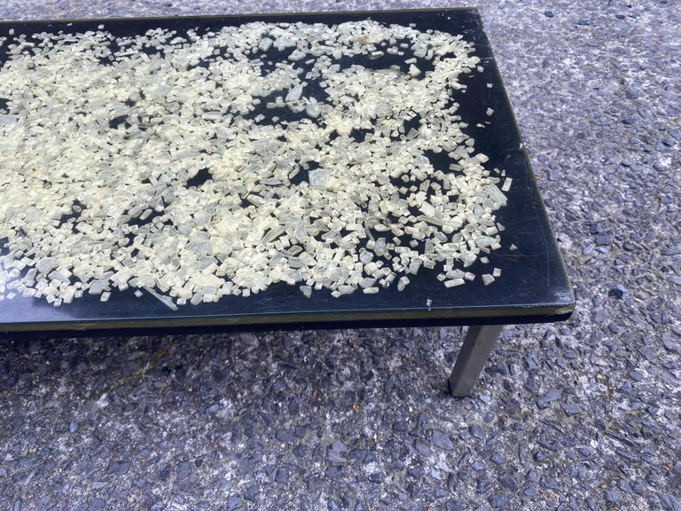 Coffee Table Fractal Stone Steel Inclusion, circa 1960 For Sale at 1stDibs